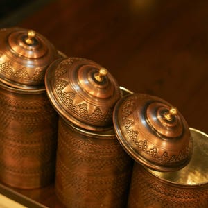 Copper Spice Container, Set of 3, Handmade Original Copper, Modern ...