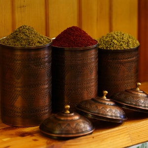 Copper Spice Container, Set of 3, Handmade Original Copper, Modern ...