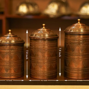 Copper Spice Container, Set of 3, Handmade Original Copper, Modern ...