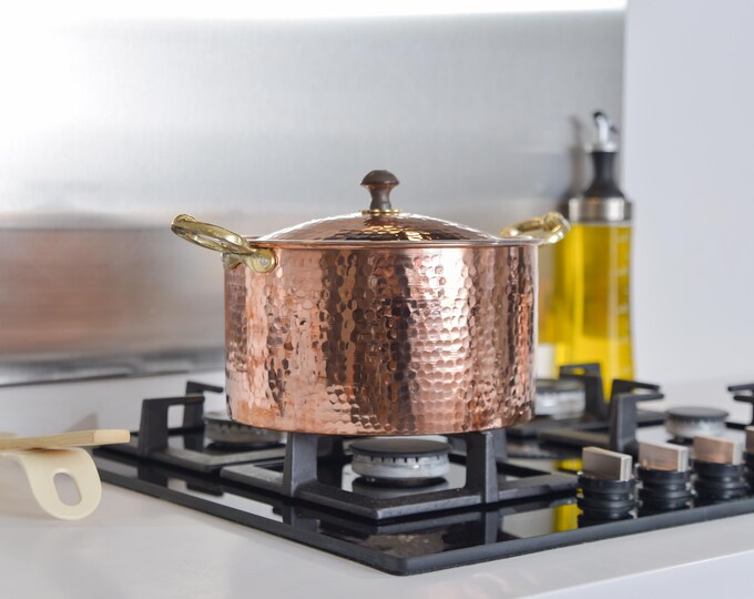 Copper Cooking Pot,handmade Carved Engraved Copper Pot,double Handled ...