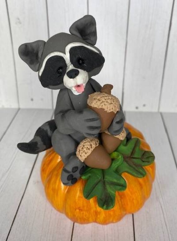 Hand Sculpted Raccoon Pumpkin Polymer Clay - Etsy