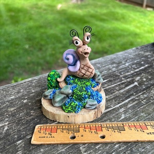 Snail Hand Sculpted Polymer Clay Sculpture Tiered Tray Summer Garden ...