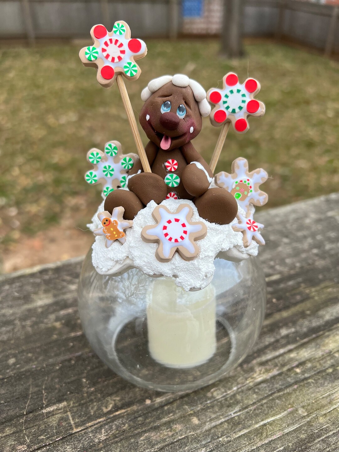 Gingerbread Man Candleholder Hand Sculpted Polymer Clay Tiered Tray ...
