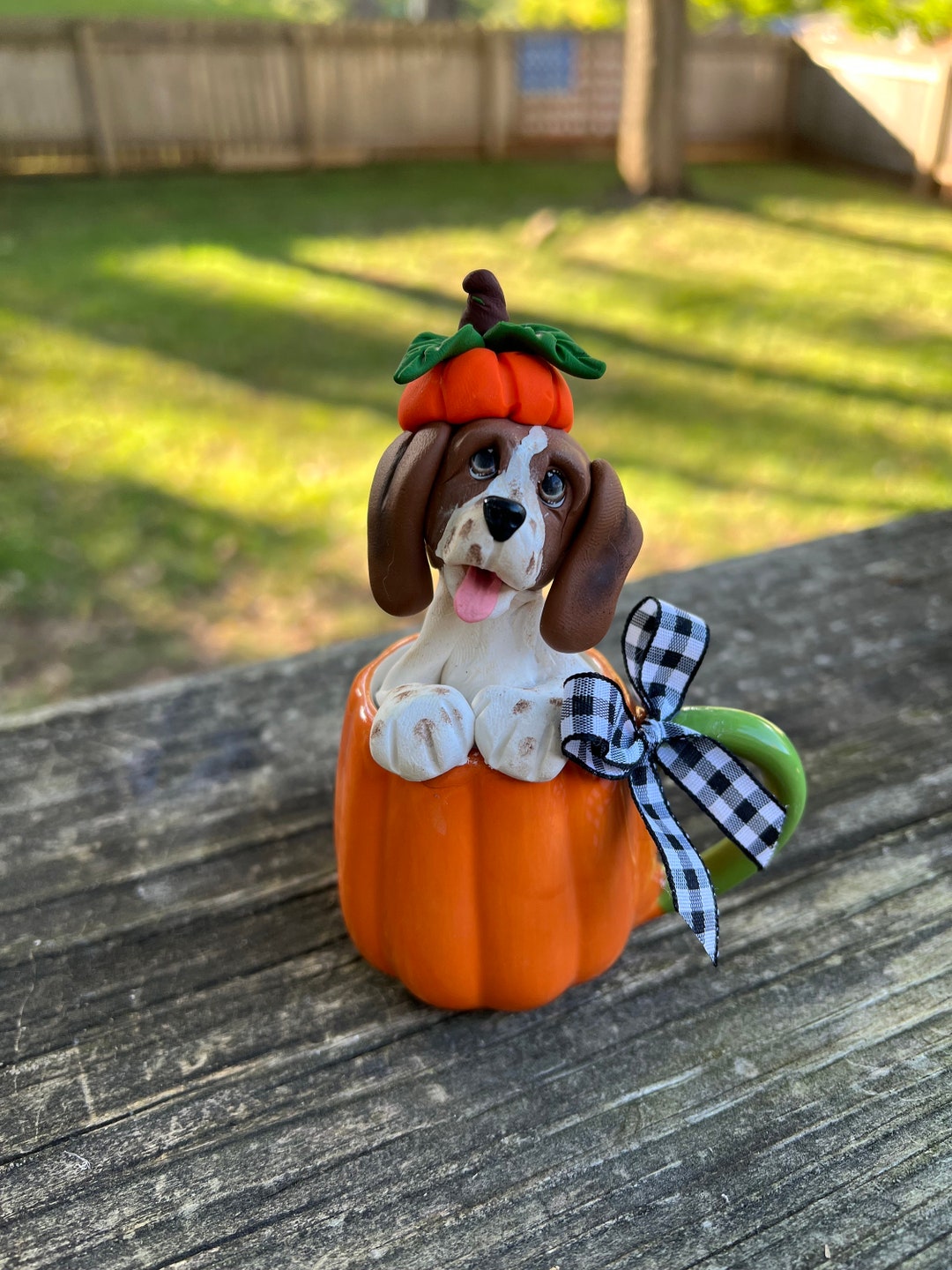Hand Sculpted Polymer Clay Beagle Fall Pumpkin Tiered Tray Decor - Etsy