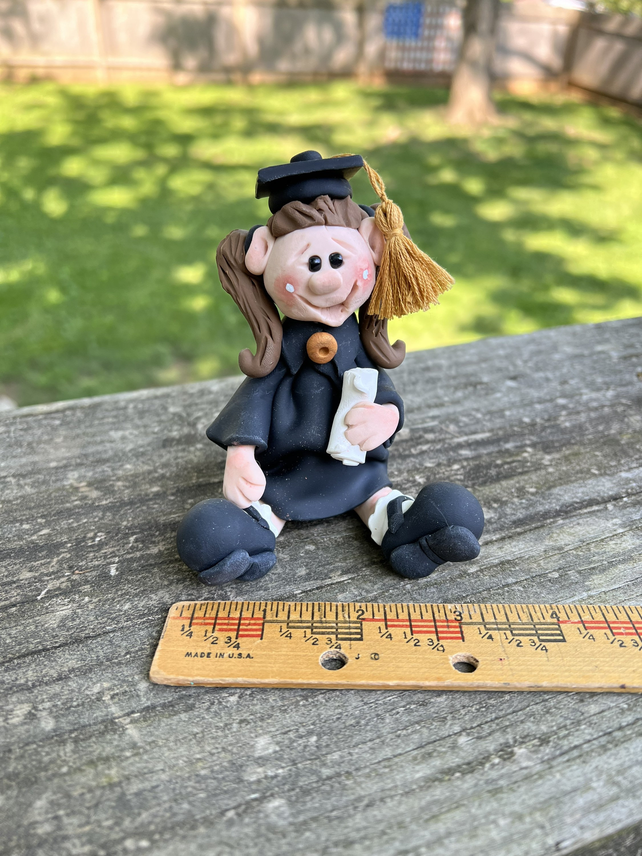 Graduation Girl Hand Sculpted Polymer Clay Gift for Graduate Cake ...