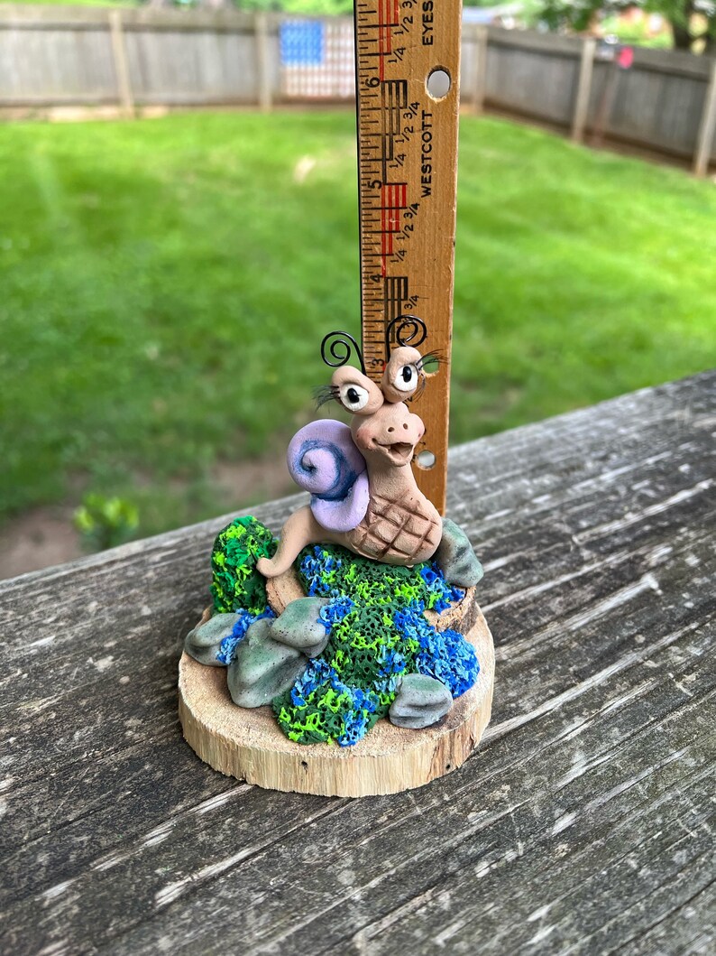 Snail Hand Sculpted Polymer Clay Sculpture Tiered Tray Summer Garden ...
