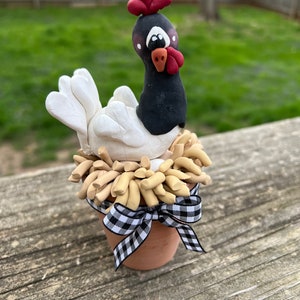 Chicken in a Pot Hand Sculpted Polymer Clay Farm Animals Tiered Tray ...