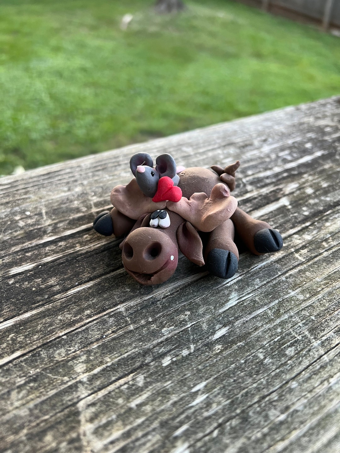 Moose With Mouse Friend Sculpted Polymer Clay Everyday Tiered Tray ...