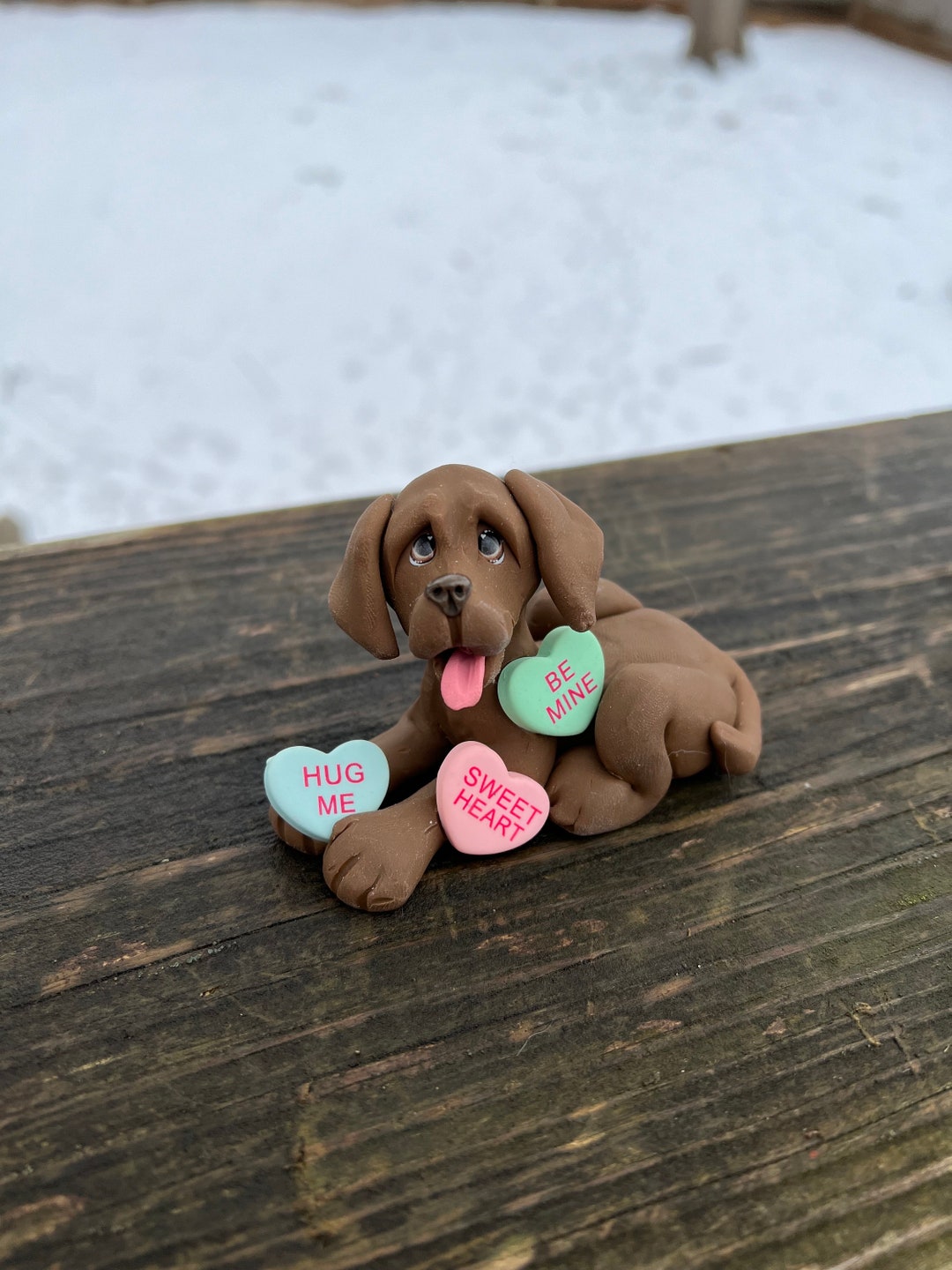 Valentines Chocolate Labrador Conversation Hearts Polymer Clay Hand ...