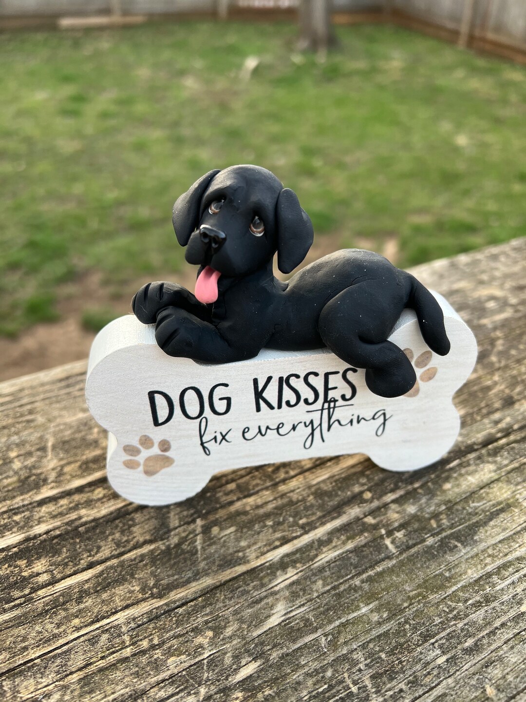 Black Labrador Dog Bone Polymer Clay Hand Sculpted Tiered Tray Decor ...