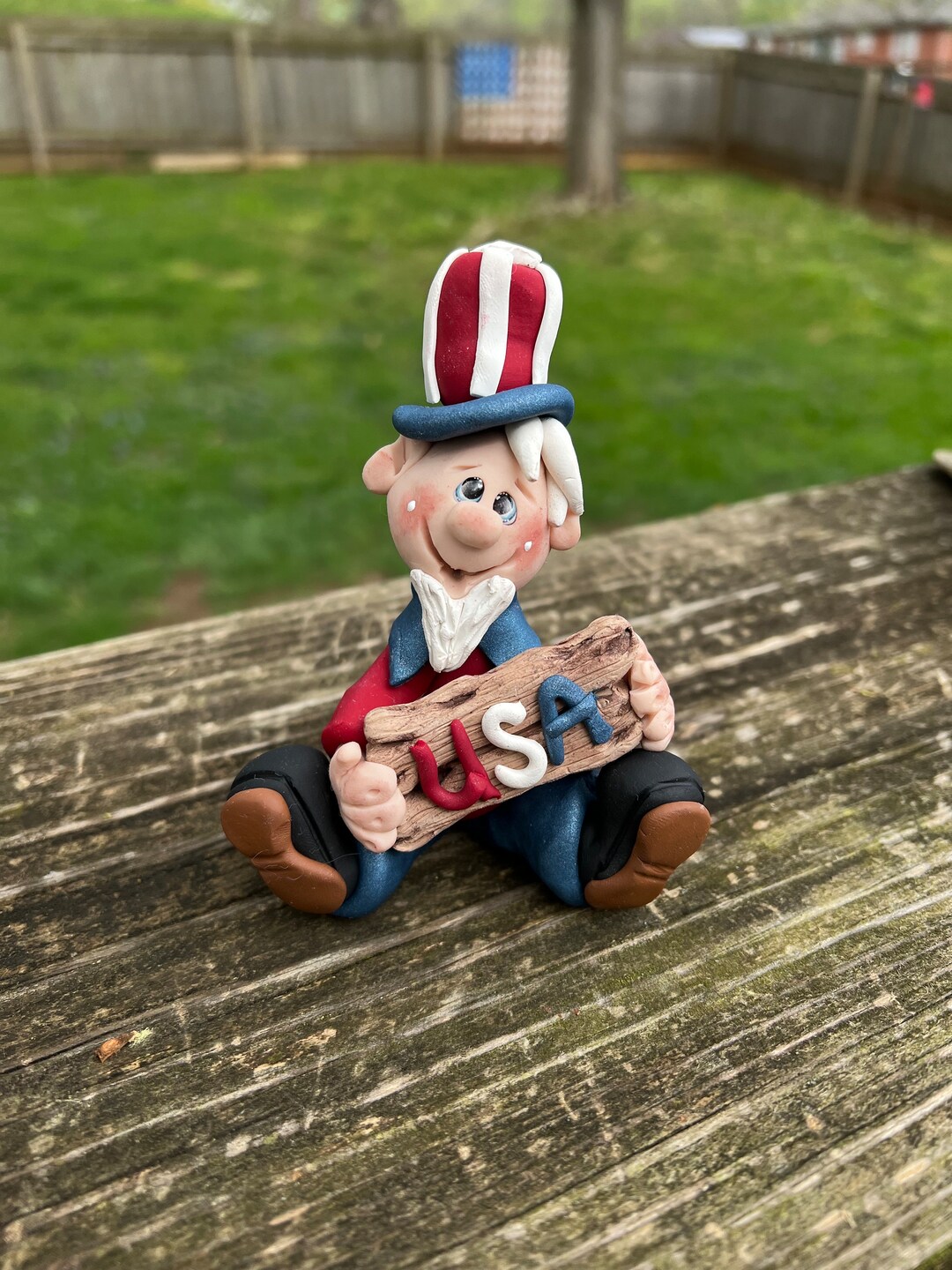 Patriotic Uncle Sam Holding His USA Sign Polymer Clay, Hand Sculpted ...