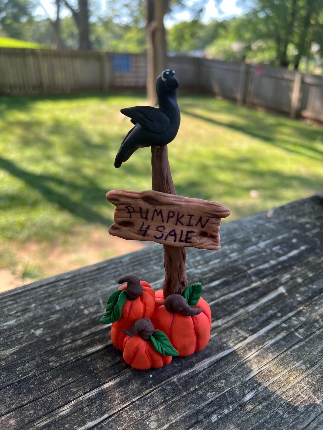 Crow in Pumpkin Patch Polymer Clay Fall Tiered Tray Decoration - Etsy