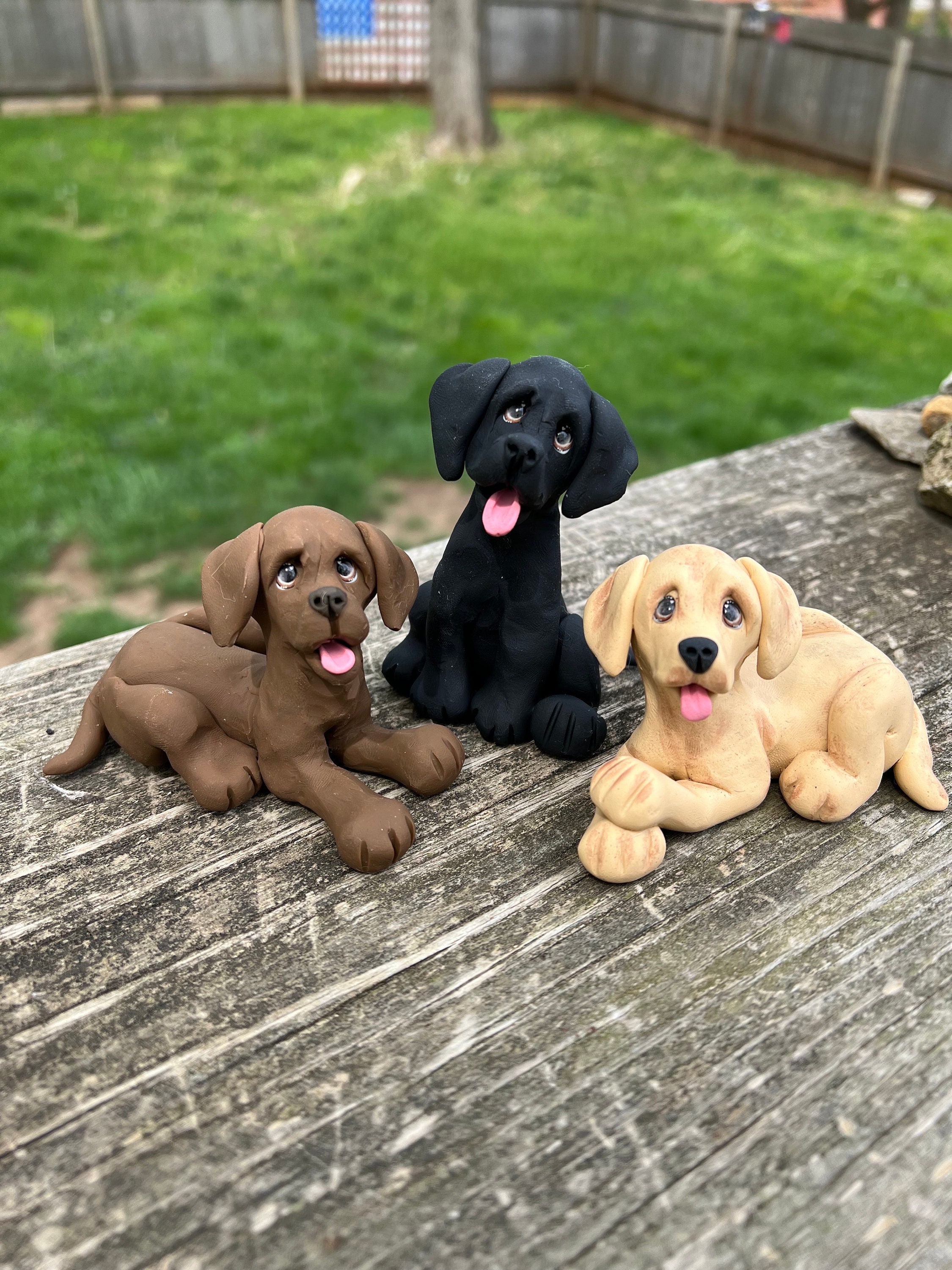 Black Labrador Hand Sculpted Polymer Clay, Pet Tiered Tray Decoration ...