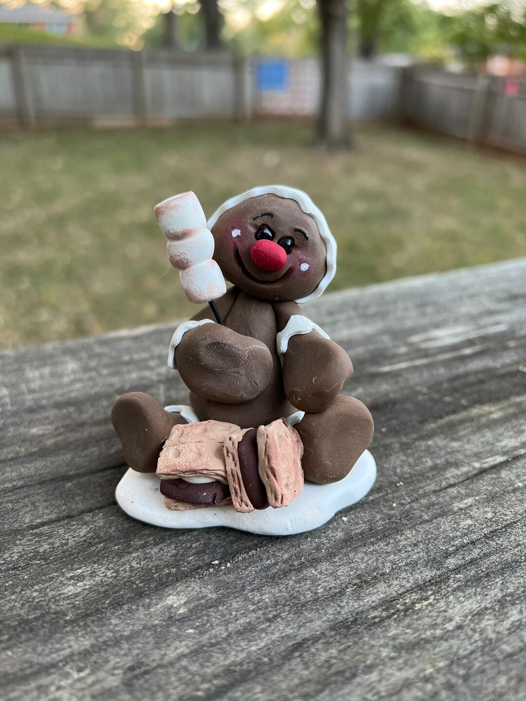 Hand Sculpted Polymer Clay S’mores Gingerbread Tiered Tray Decor - Etsy