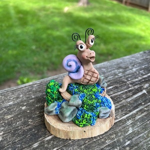 Snail Hand Sculpted Polymer Clay Sculpture Tiered Tray Summer Garden ...