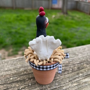 Chicken in a Pot Hand Sculpted Polymer Clay Farm Animals Tiered Tray ...