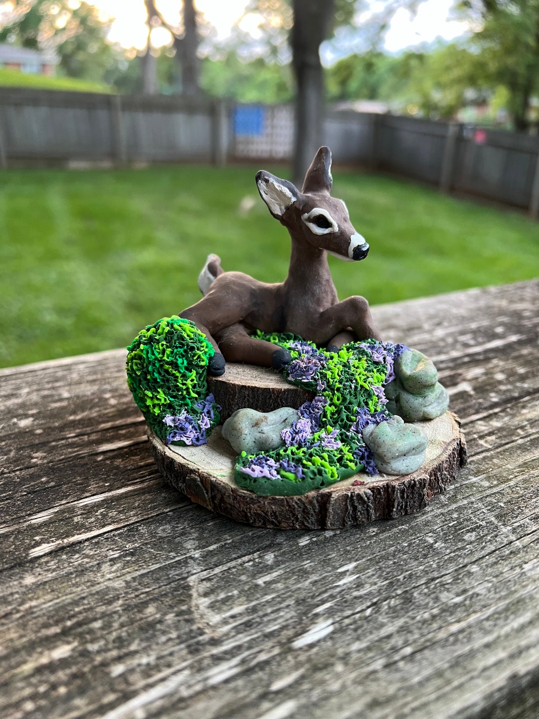Spring Deer Hand Sculpted Polymer Clay Figurine Wildlife, Animal Lover ...