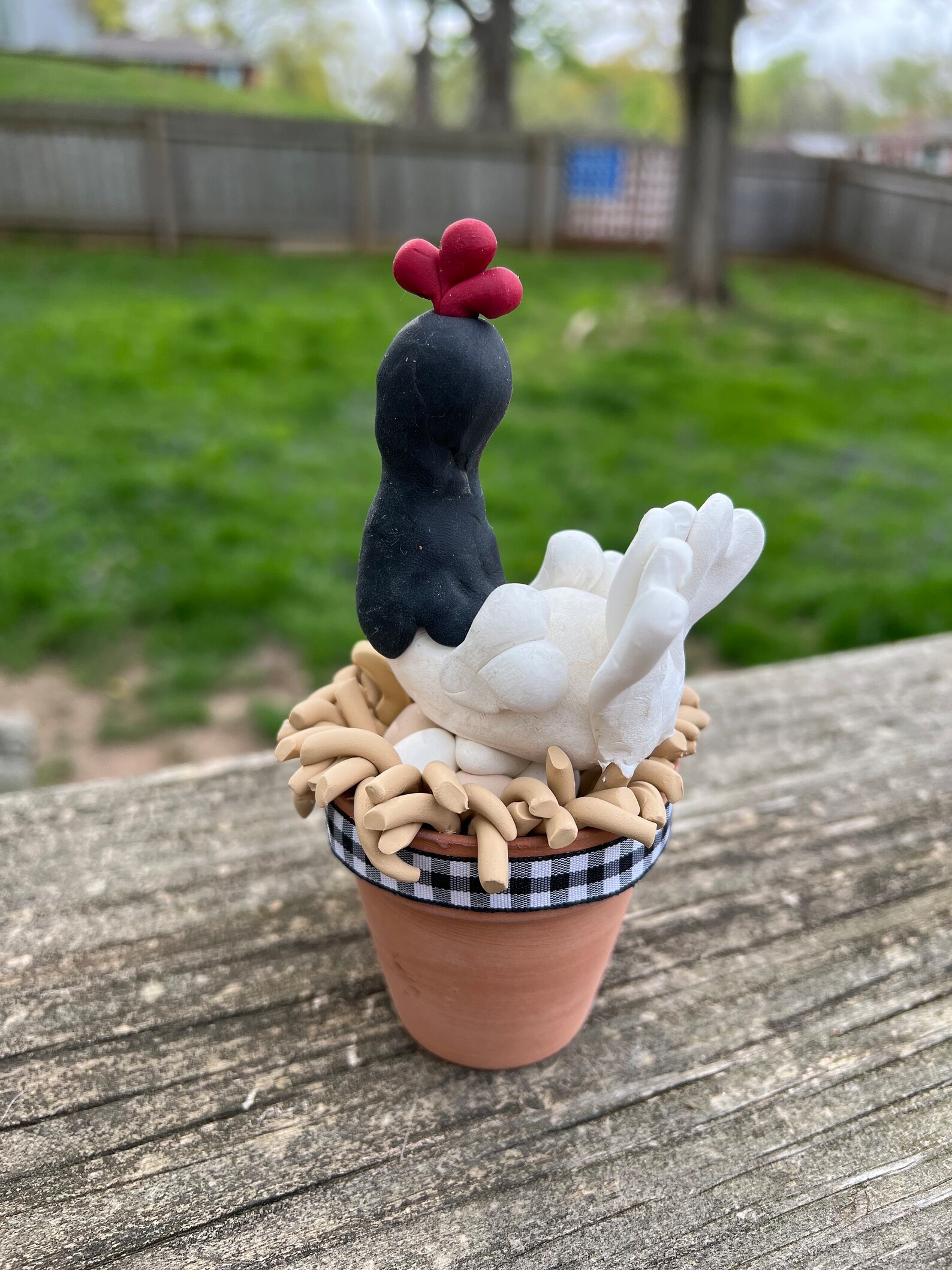 Chicken in a Pot Hand Sculpted Polymer Clay Farm Animals Tiered Tray ...