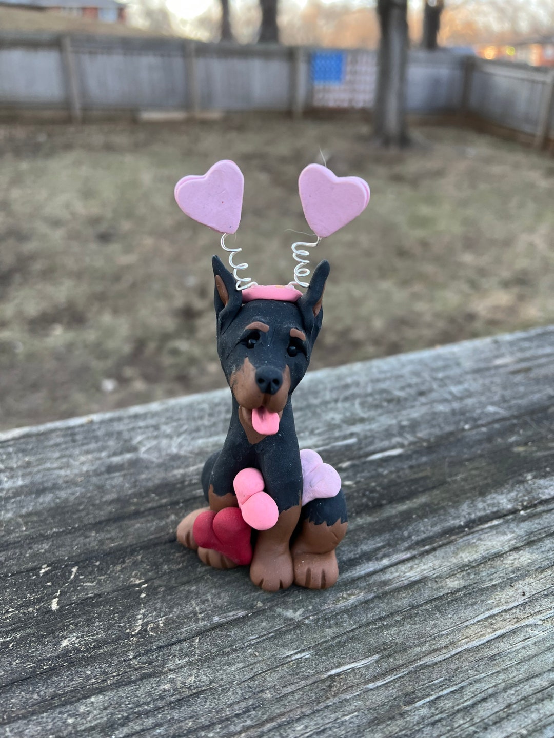 Hand Sculpted Polymer Clay Valentines Doberman - Etsy