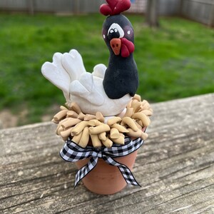 Chicken in a Pot Hand Sculpted Polymer Clay Farm Animals Tiered Tray ...
