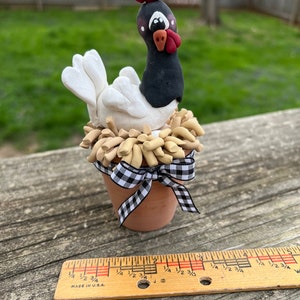 Chicken in a Pot Hand Sculpted Polymer Clay Farm Animals Tiered Tray ...