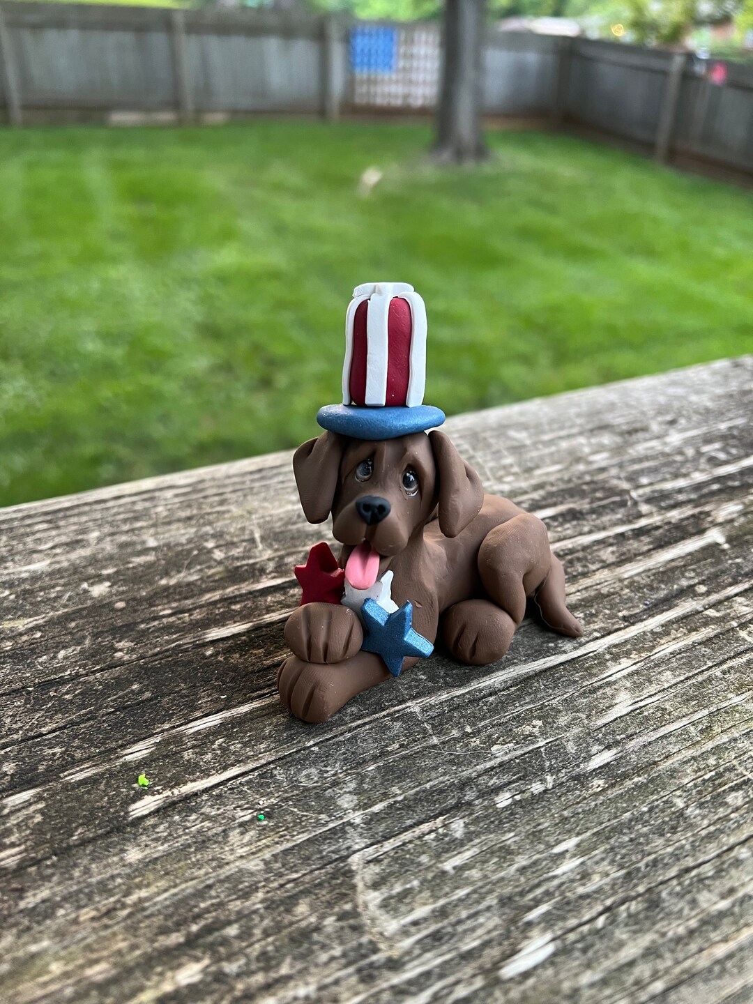 Chocolate Labrador Patriotic Polymer Clay Hand Sculpted Tiered Tray ...