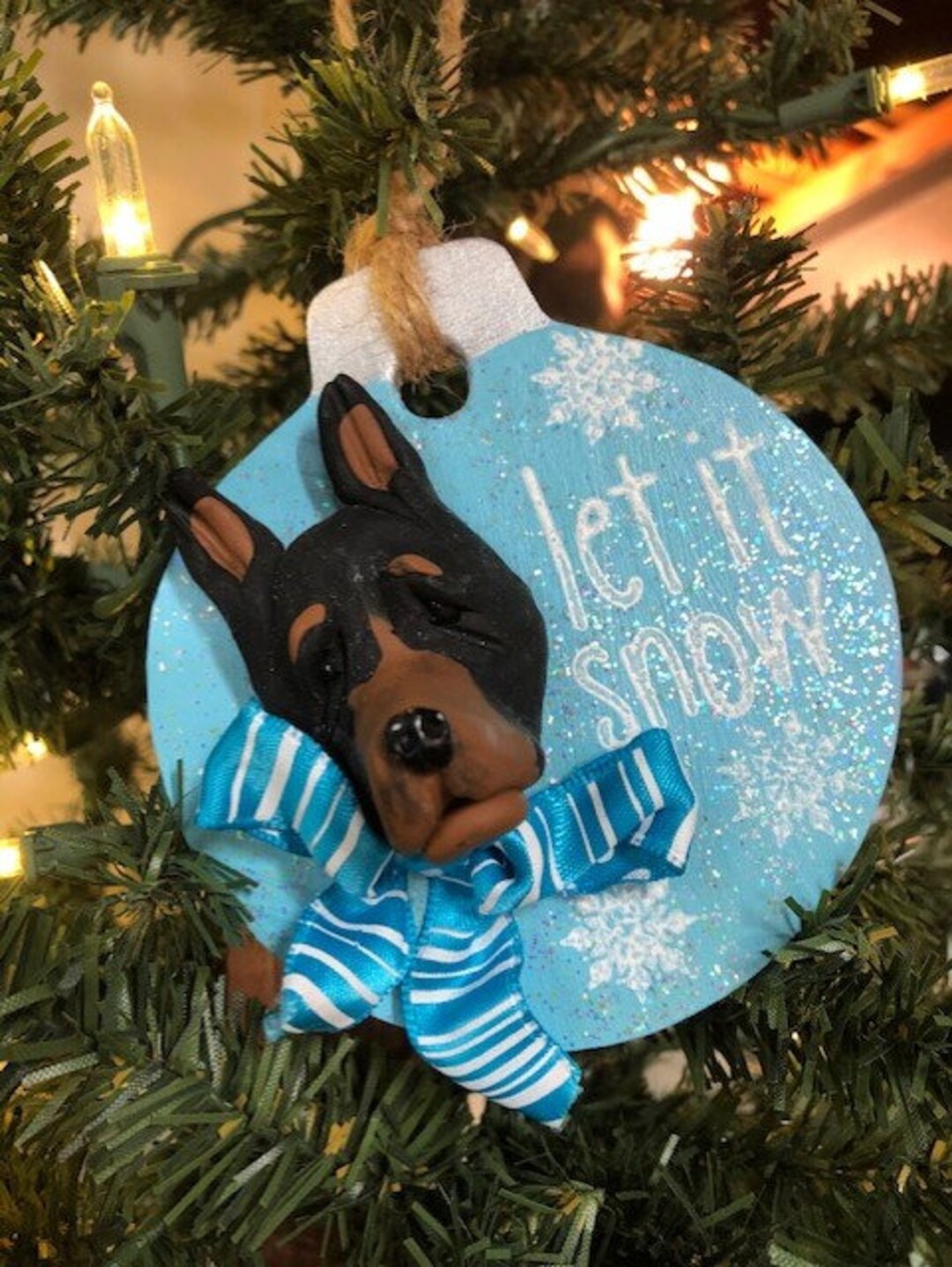 Hand Sculpted Polymer Clay Doberman Ornament - Etsy