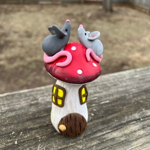 Fairy Garden Mouse Mushroom House Hand Sculpted Polymer Clay Tiered ...