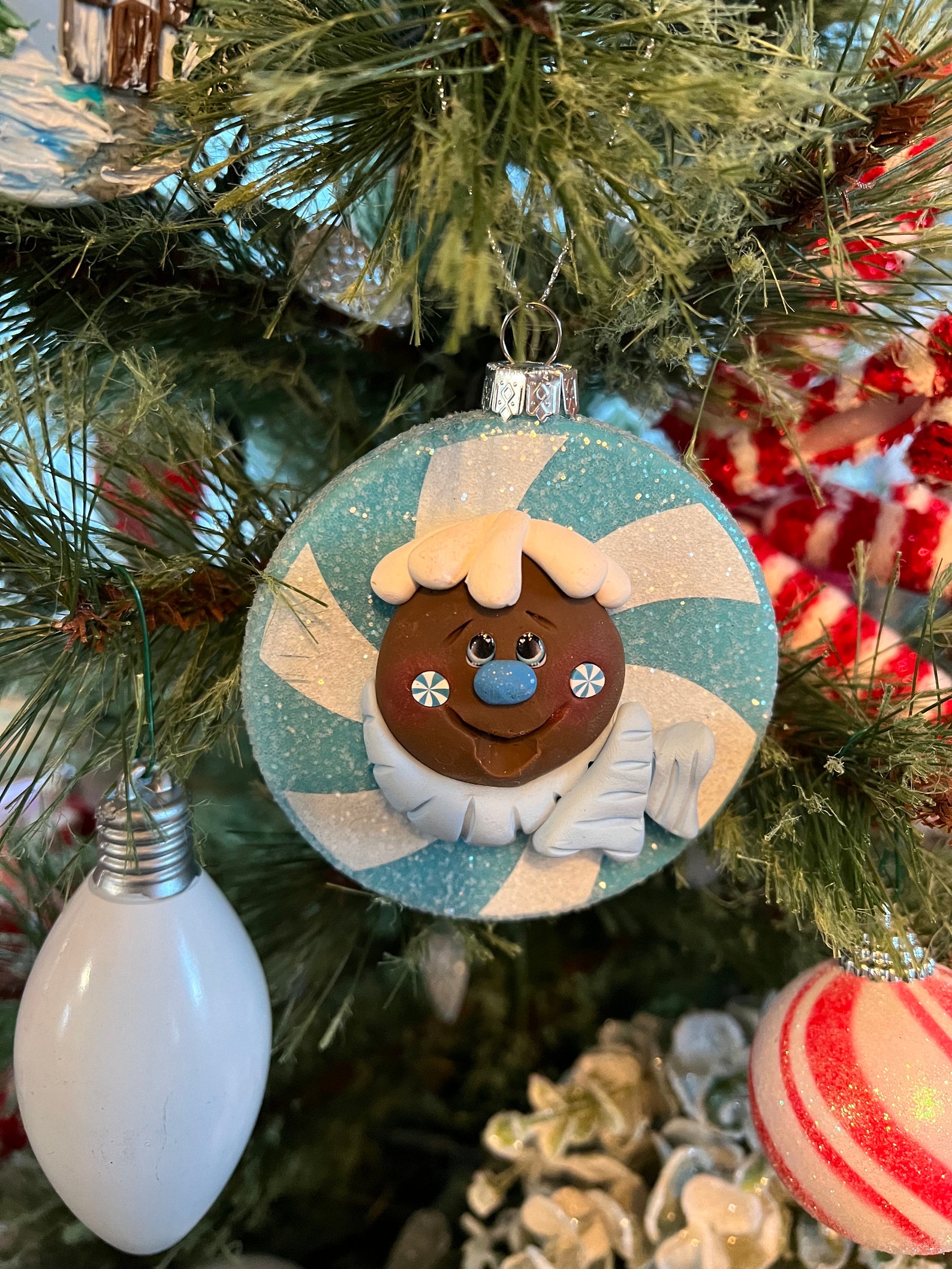 Mixed Gingerbread Peppermint Swirl Ornaments Hand Sculpted Polymer Clay ...