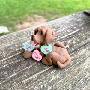 Valentines Chocolate Labrador Conversation Hearts Polymer Clay Hand ...