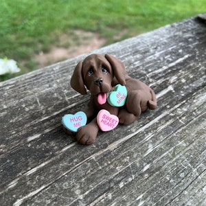Valentines Chocolate Labrador Conversation Hearts Polymer Clay Hand ...