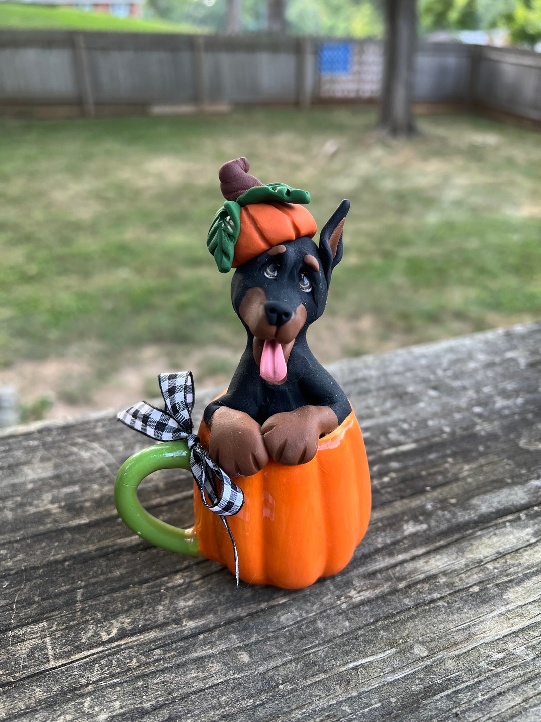 Hand Sculpted Polymer Clay Doberman Fall Pumpkin Tiered Tray - Etsy
