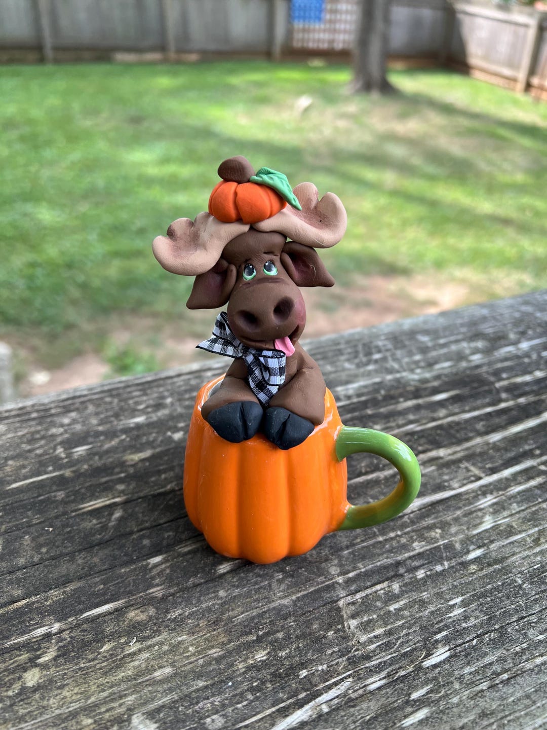 Moose Fall Pumpkin Hand Sculpted Polymer Clay Tiered Tray Woodland ...