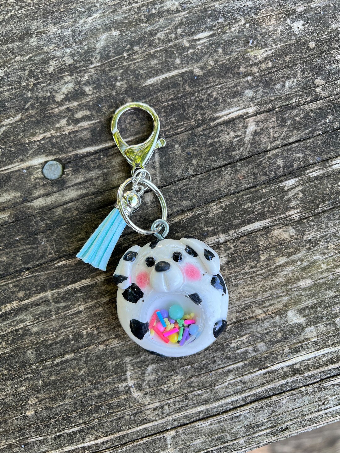 Dalmatian Polymer Clay Shaker Keychain, Pup Keyring, Shaker Keychain ...