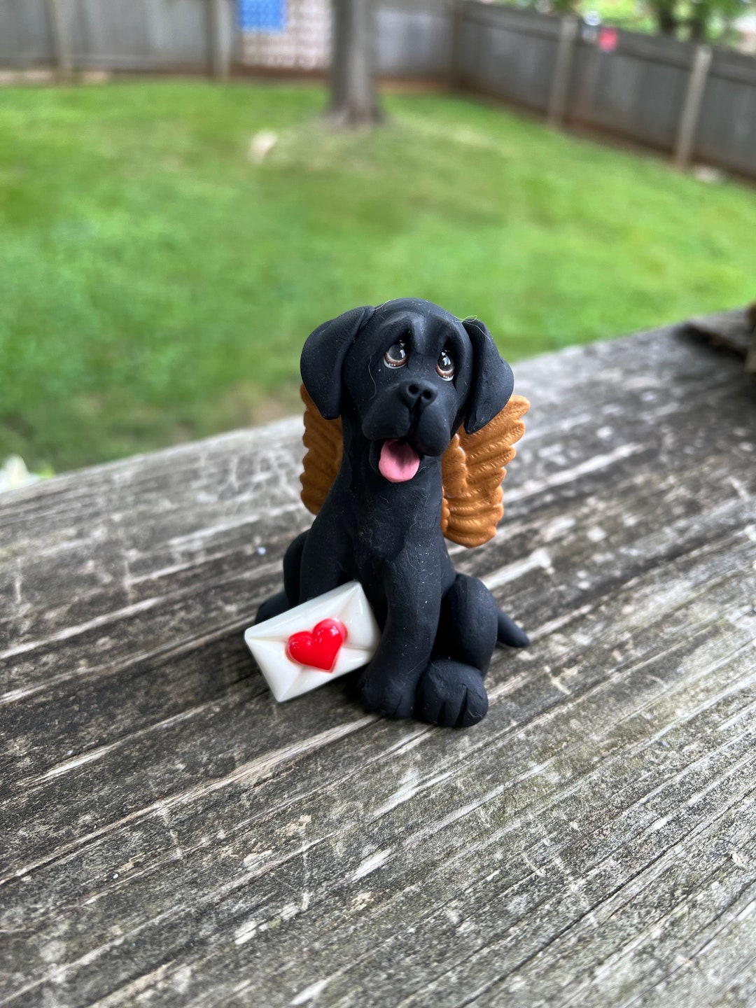 Black Lab Angel "letter From Heaven" Polymer Clay Hand Sculpted Tiered ...