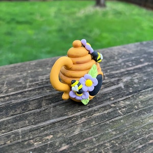 Beehive Teapot With Flowers Hand Sculpted Polymer Clay, Tiered Tray ...