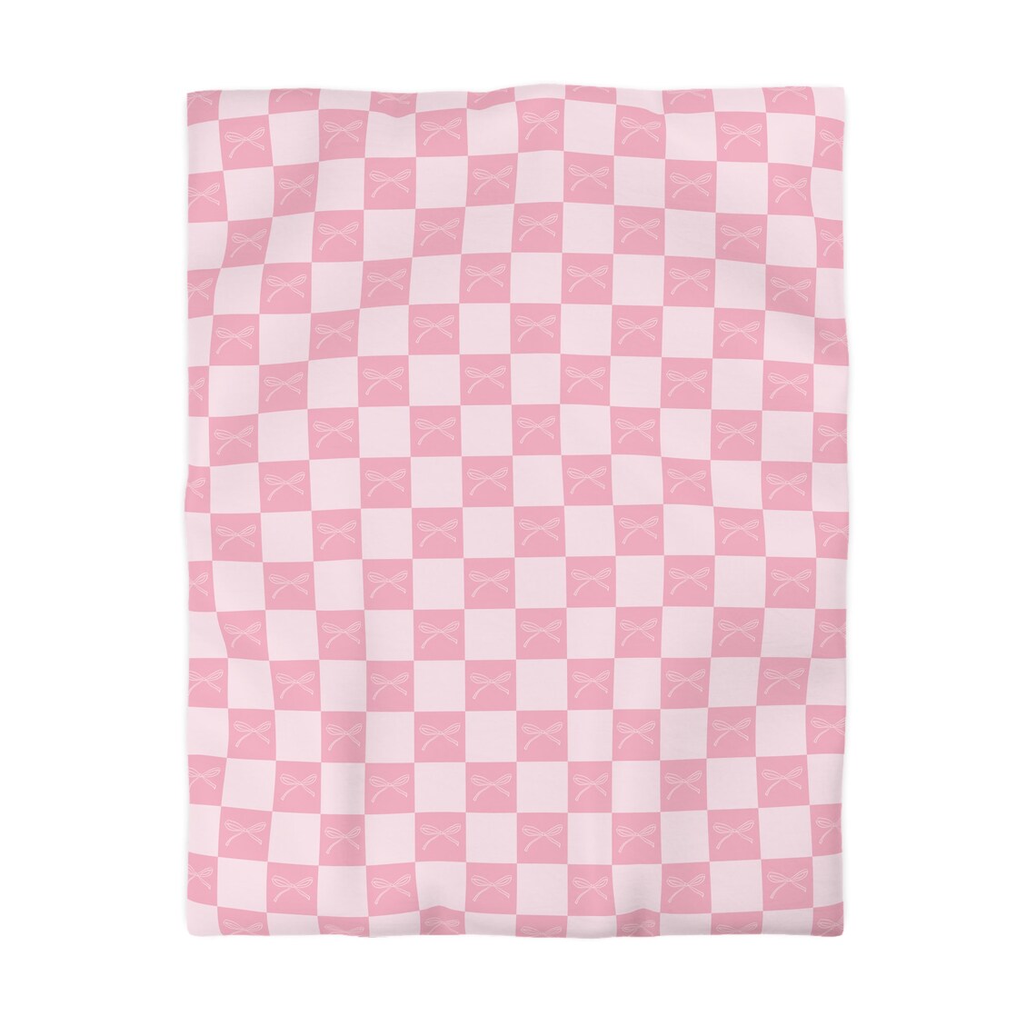 Checkered Bow Coquette Duvet Cover, Pink Coquette Bedding Preppy ...