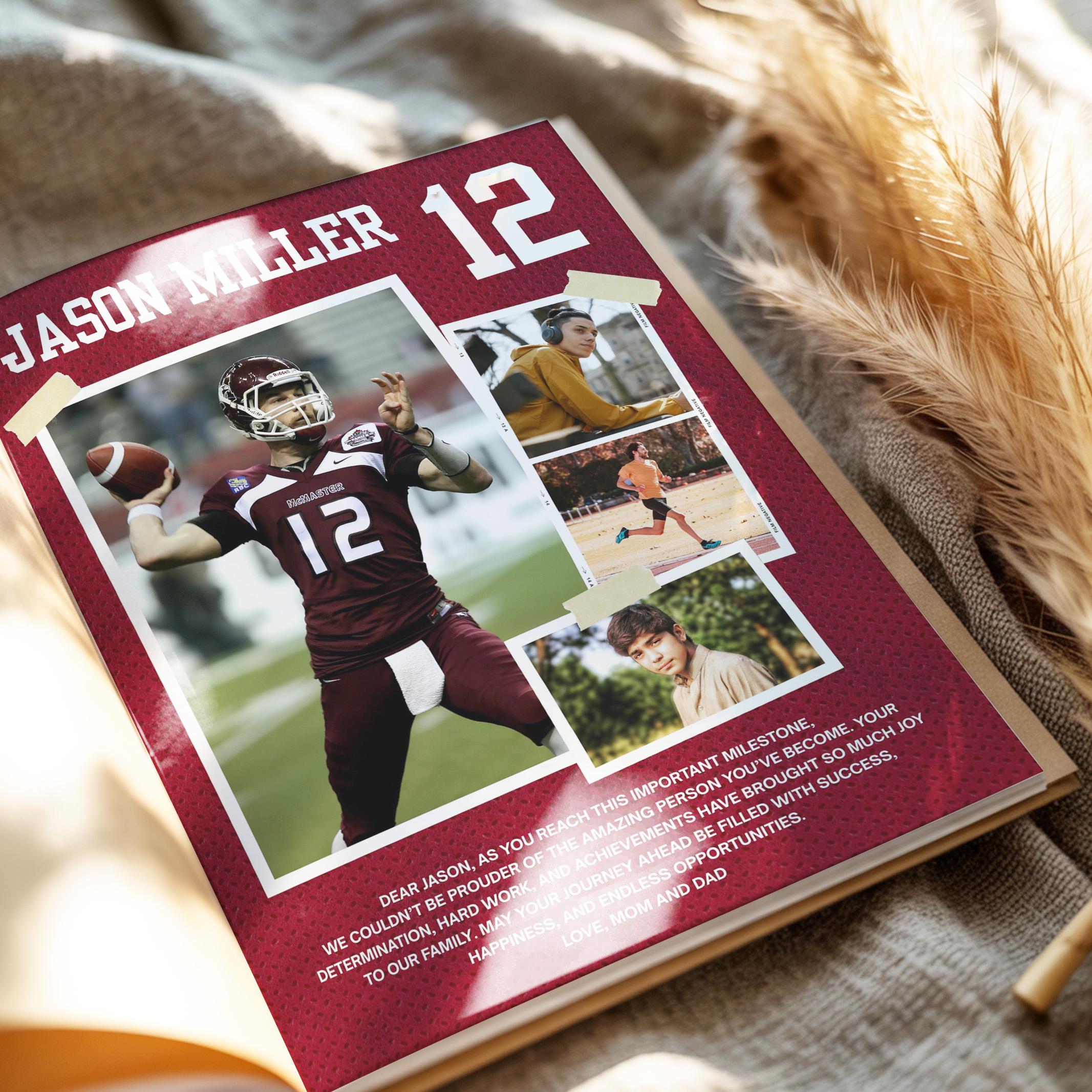 Red Football Yearbook Ad Template, High School Senior Graduation ...