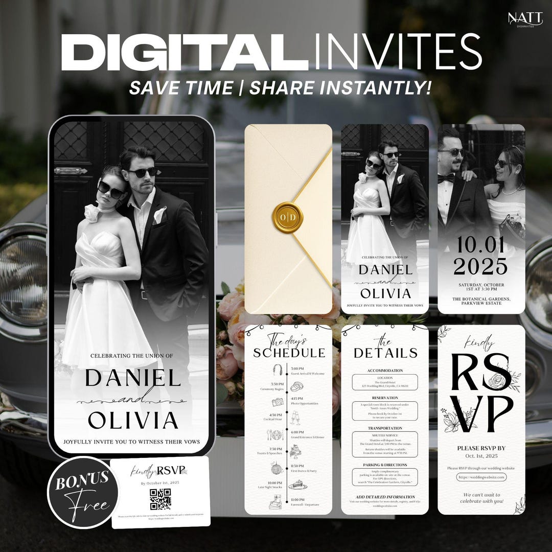 Animated Wedding Invitation Video: Minimalist Photo Digital Evite ...