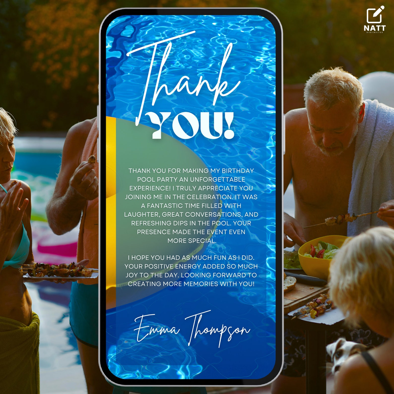 Animated Pool Party Birthday Invitation Digital Canva Template ...