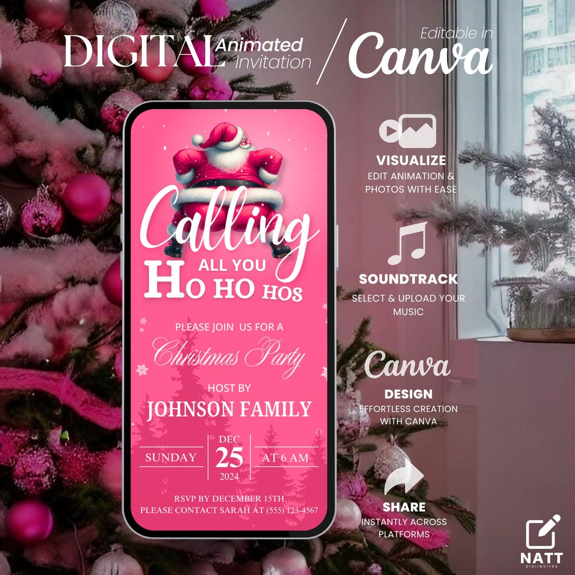 Fun Christmas Party Digital Invitation, Calling All You Ho Ho Hos ...