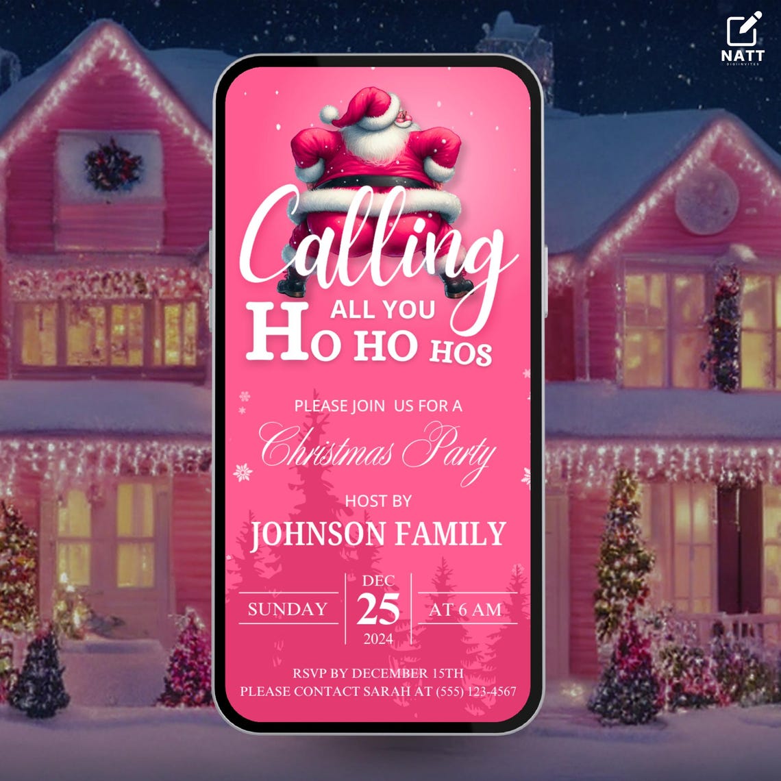 Fun Christmas Party Digital Invitation, Calling All You Ho Ho Hos ...