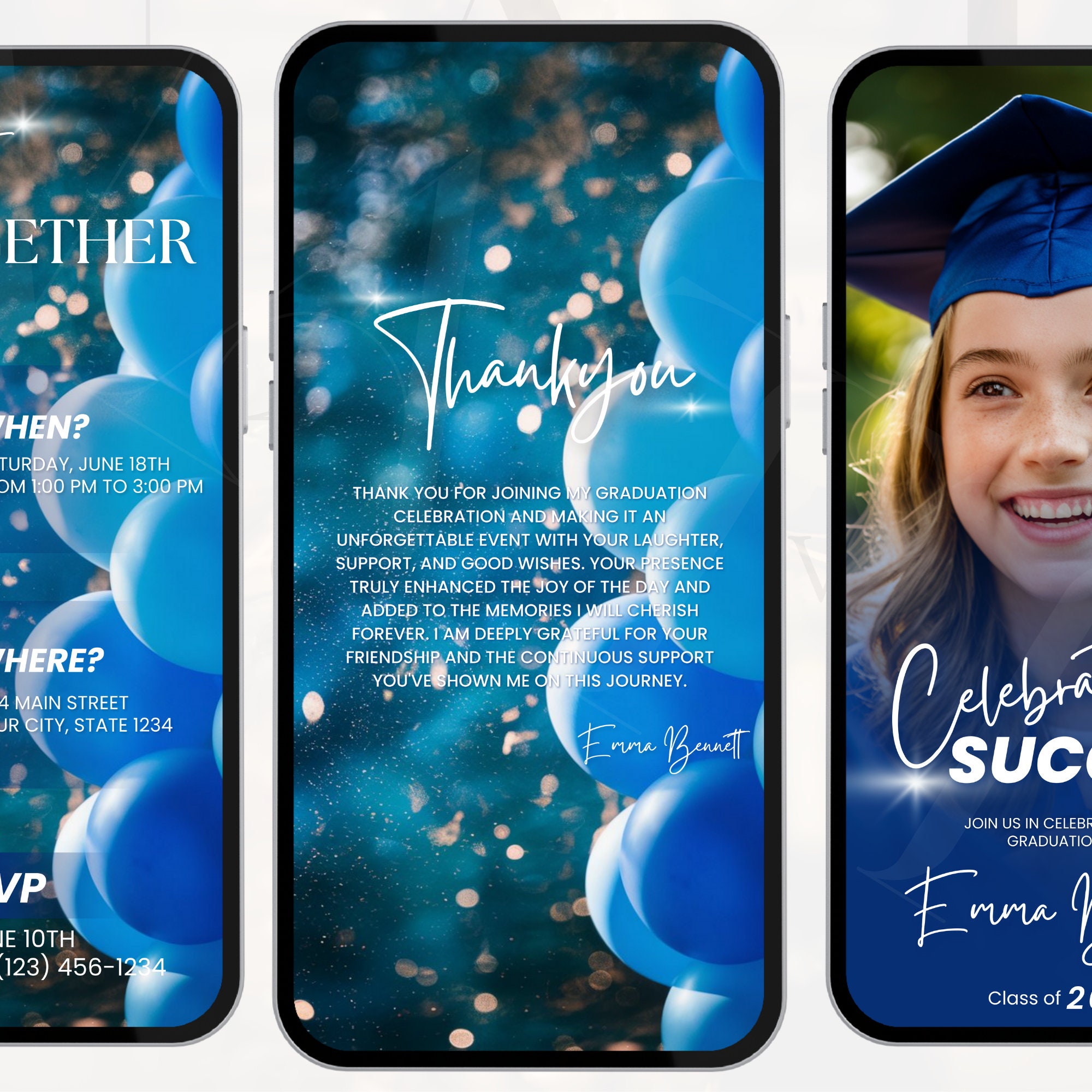 2024 Blue Graduation Invitation Animated Canva, Blue Class of 2024 ...
