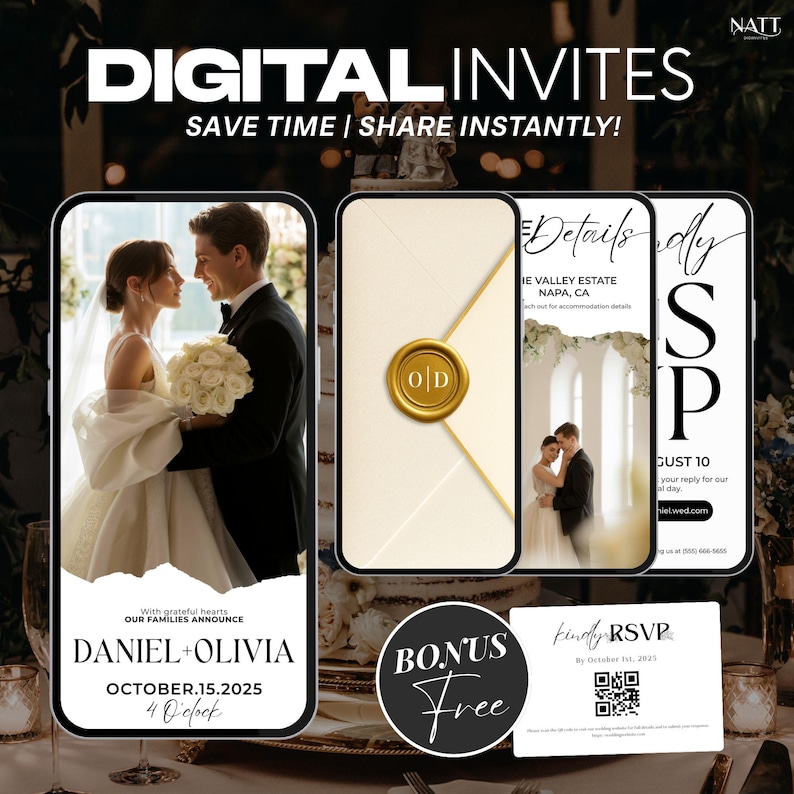 Animated Wedding Evite Template: Minimalist Photo Invitation (canva ...
