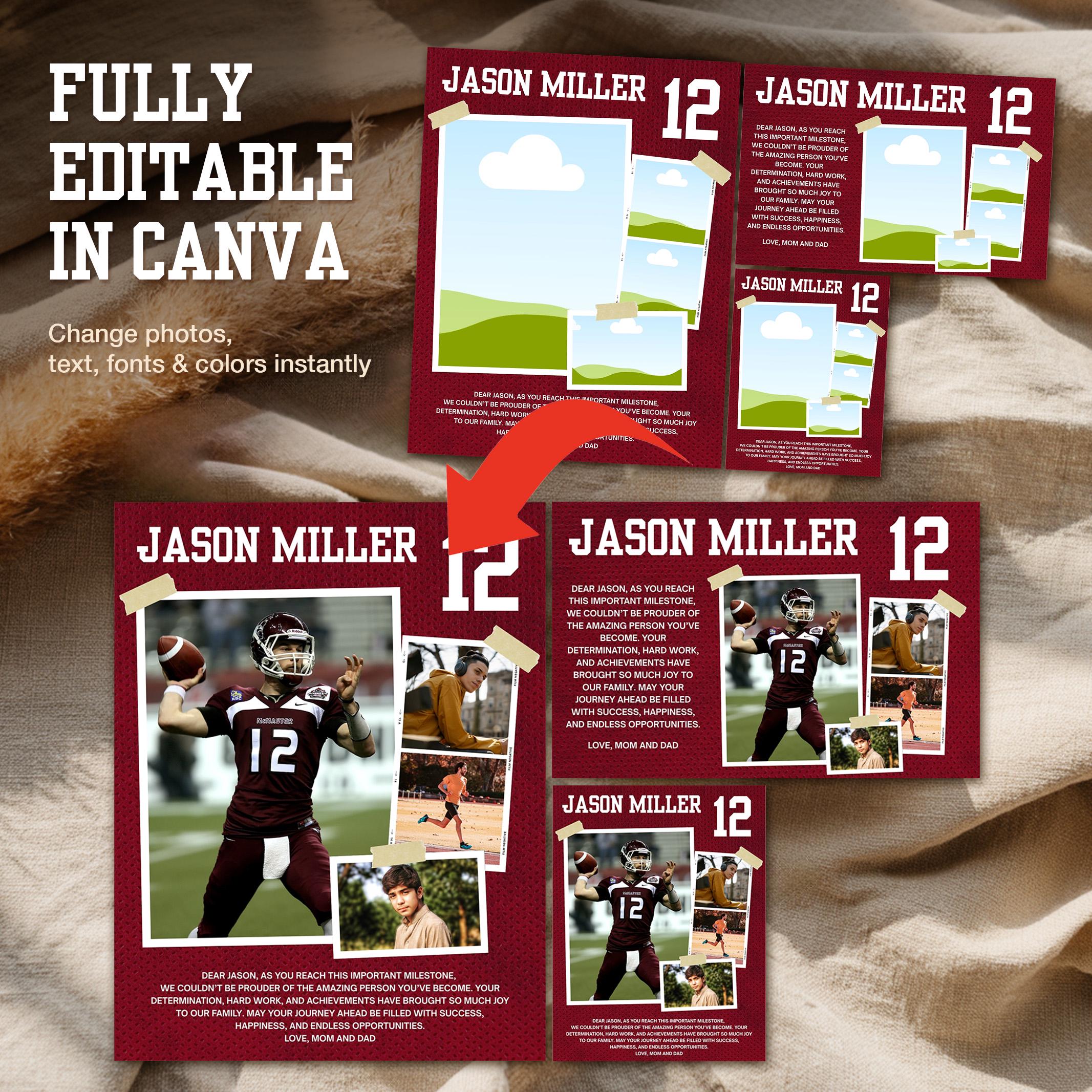 Red Football Yearbook Ad Template, High School Senior Graduation ...