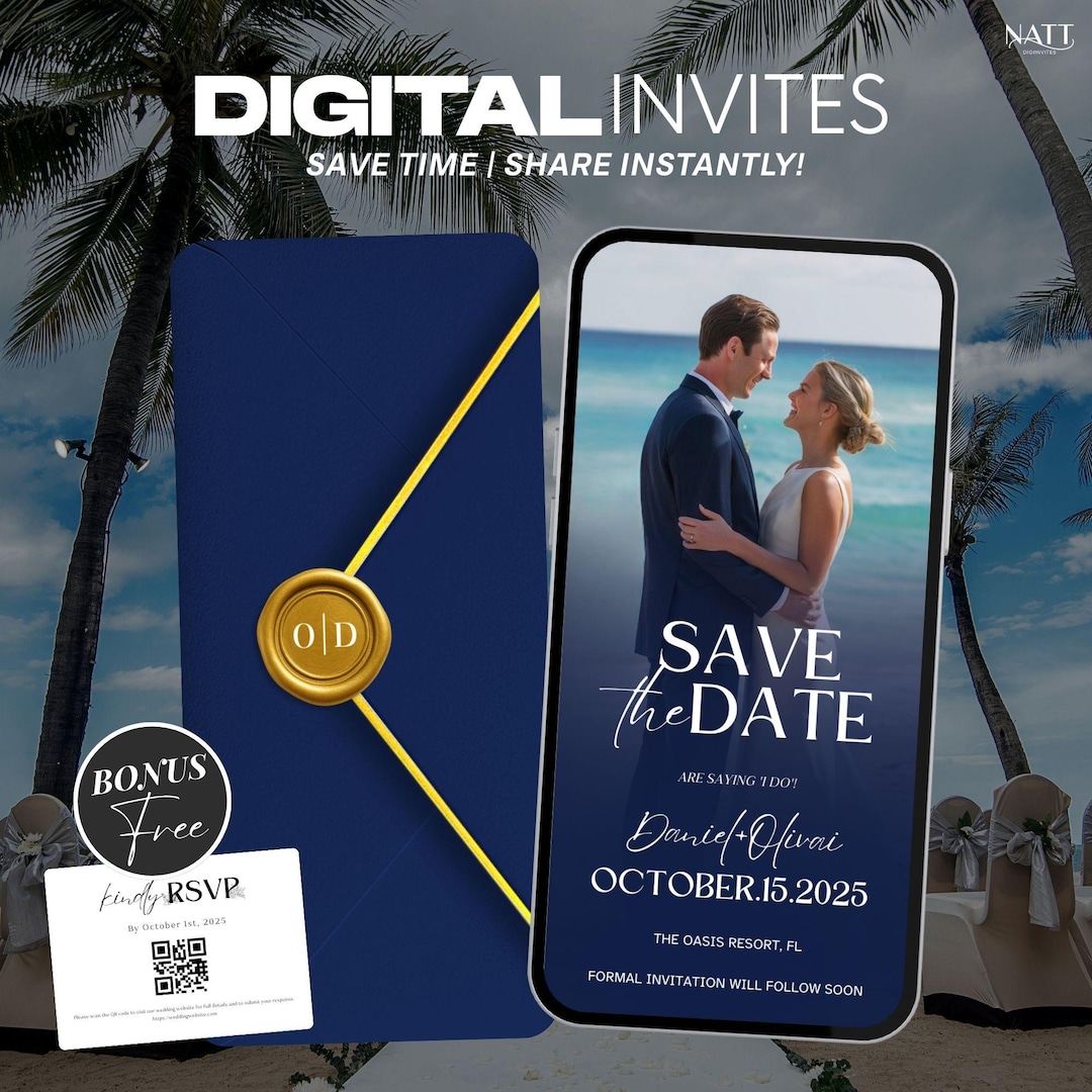 Animated Wedding Save the Date Video: Customizable Digital Evite (canva ...