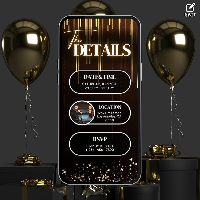 Animated Surprise Birthday Invitation, Editable Canva Template, Shhh ...