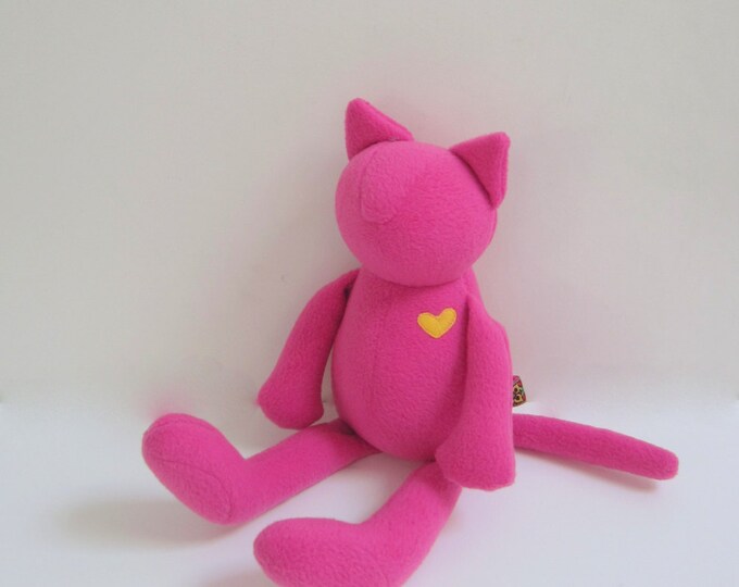 LAST ONE Cat Doll Neon Pink Soft Fleece Heirloom Girl Kids - Etsy