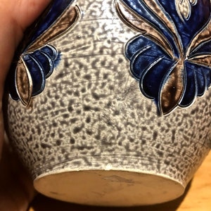 Vintage West German Handarbeit Pottery Salt Glaze Blue Stoneware Vase ...