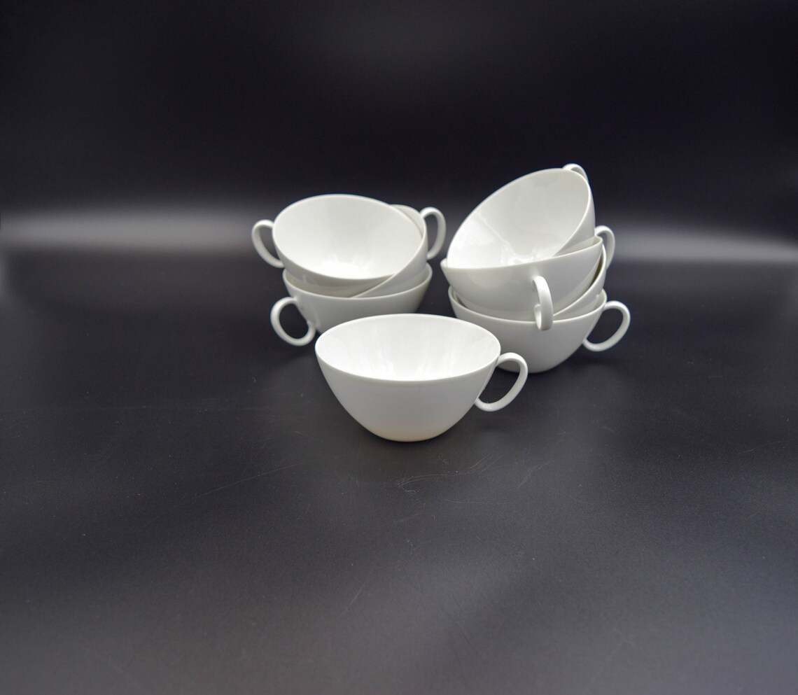 Vintage Thomas Germany White Porcelain tea cup set set of 4 | Etsy